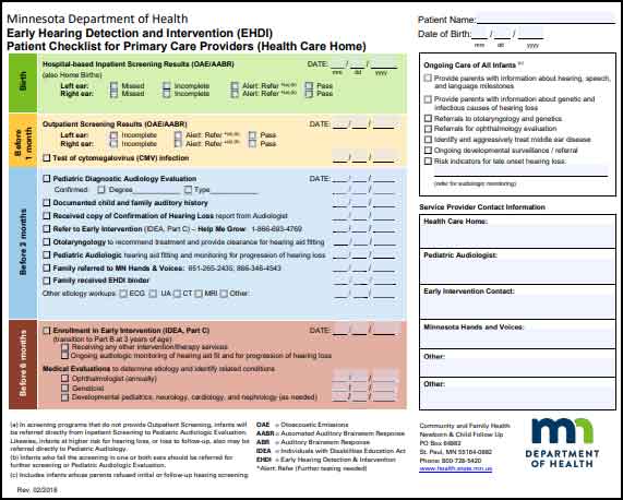 The EHDI Roadmap for Success - MN Dept. of Health